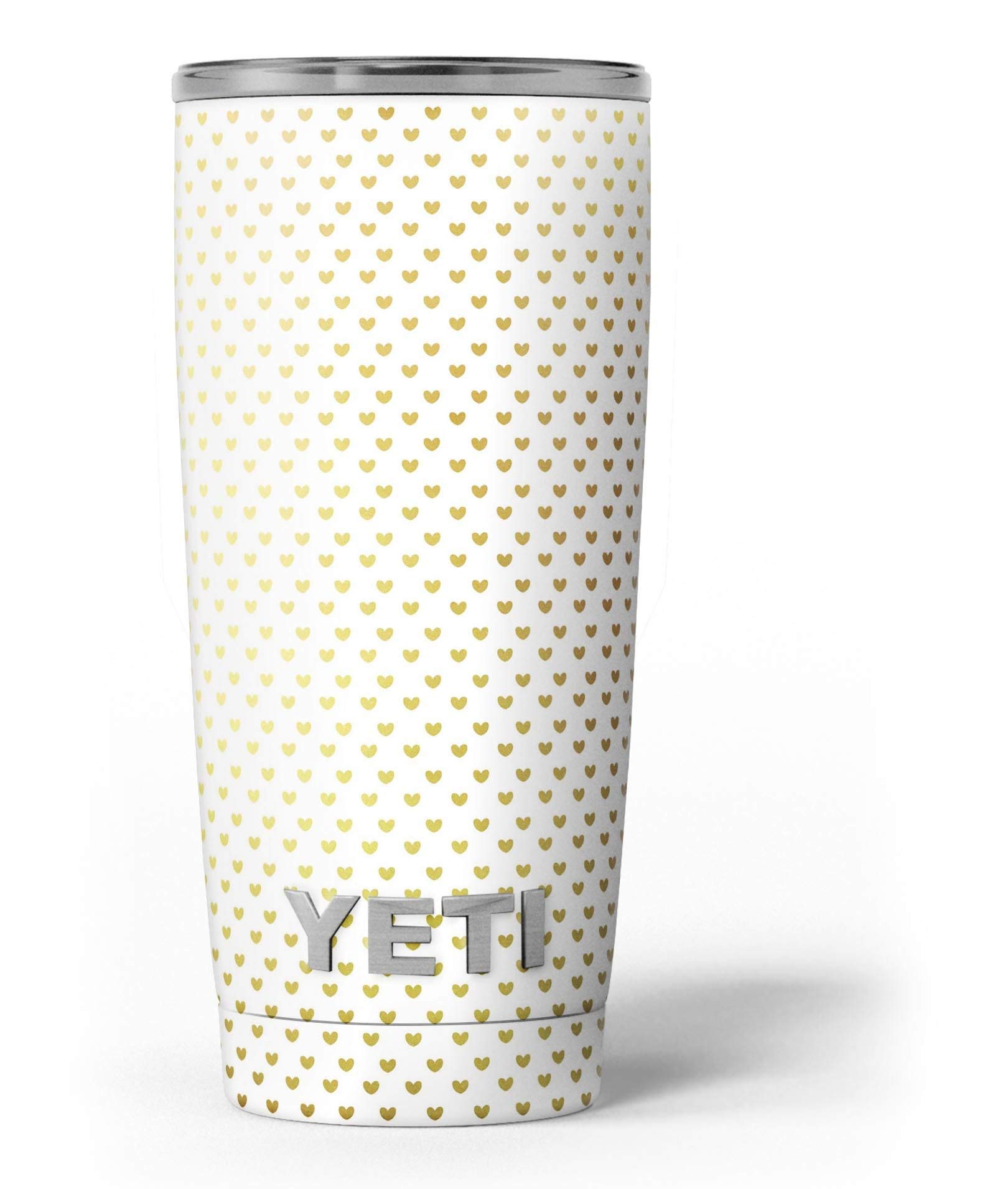 Design Skinz Tiny Golden Hearts Pattern - Skin Decal Vinyl Wrap Kit Compatible with The Yeti Rambler Cooler Tumbler Cups
