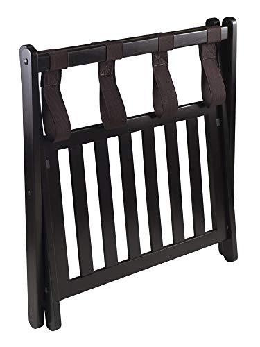 Contemporary Home Living 26.5" Espresso Unique Reese Luggage Rack with Shelf