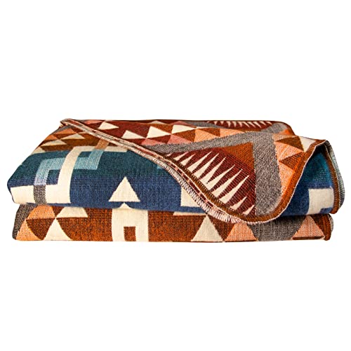 ALPAKITAS Blanket Throw | Large, Beautiful, Warm, Variegated | 75 x 45 inches | Ultra-Soft, Hypoallergenic and Breathable | Non-Itchy or Scratchy Fabric (Ancestral Design Orange & Blue)