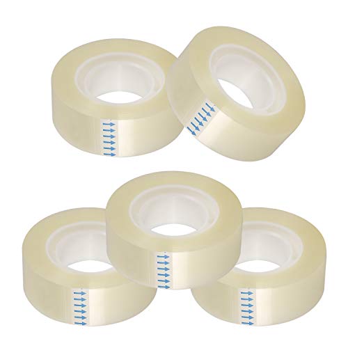 KIDMEN Transparent Tape,Clear Tape for Office, Home, School,5 Dispensered Rolls, 0.7 x 1300 Inch