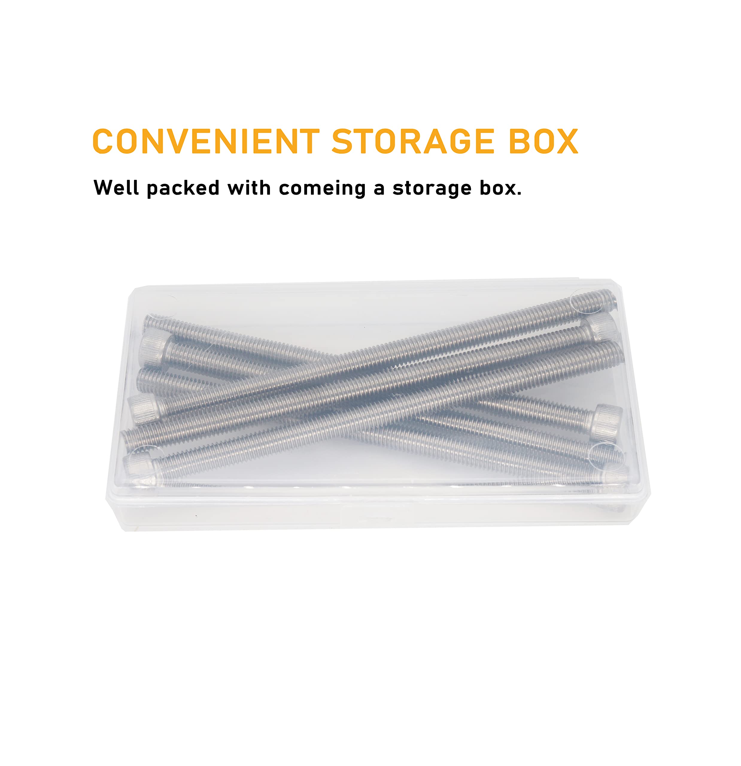binifiMux 6pcs M8 x 150mm Hex Socket Cap Bolts Screws 304 Stainless Steel Full Thread