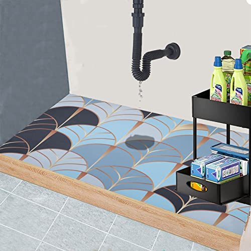 AiBOB Under The Sink Mat, 24 X 68 in, Durable Premium Mats Protect Kitchen and Bathroom Cabinets, Waterproof Absorbent Shelf Liner, Blue
