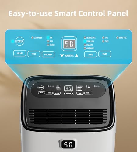 5500 Sq. Ft Dehumidifier for Basement with Drain Hose, VEAGASO 80 Pints Dehumidifiers for Home Large Room Bathroom with Water Tank, Intelligent Humidity Control, Auto Defrost, 24H Timer, Child Lock