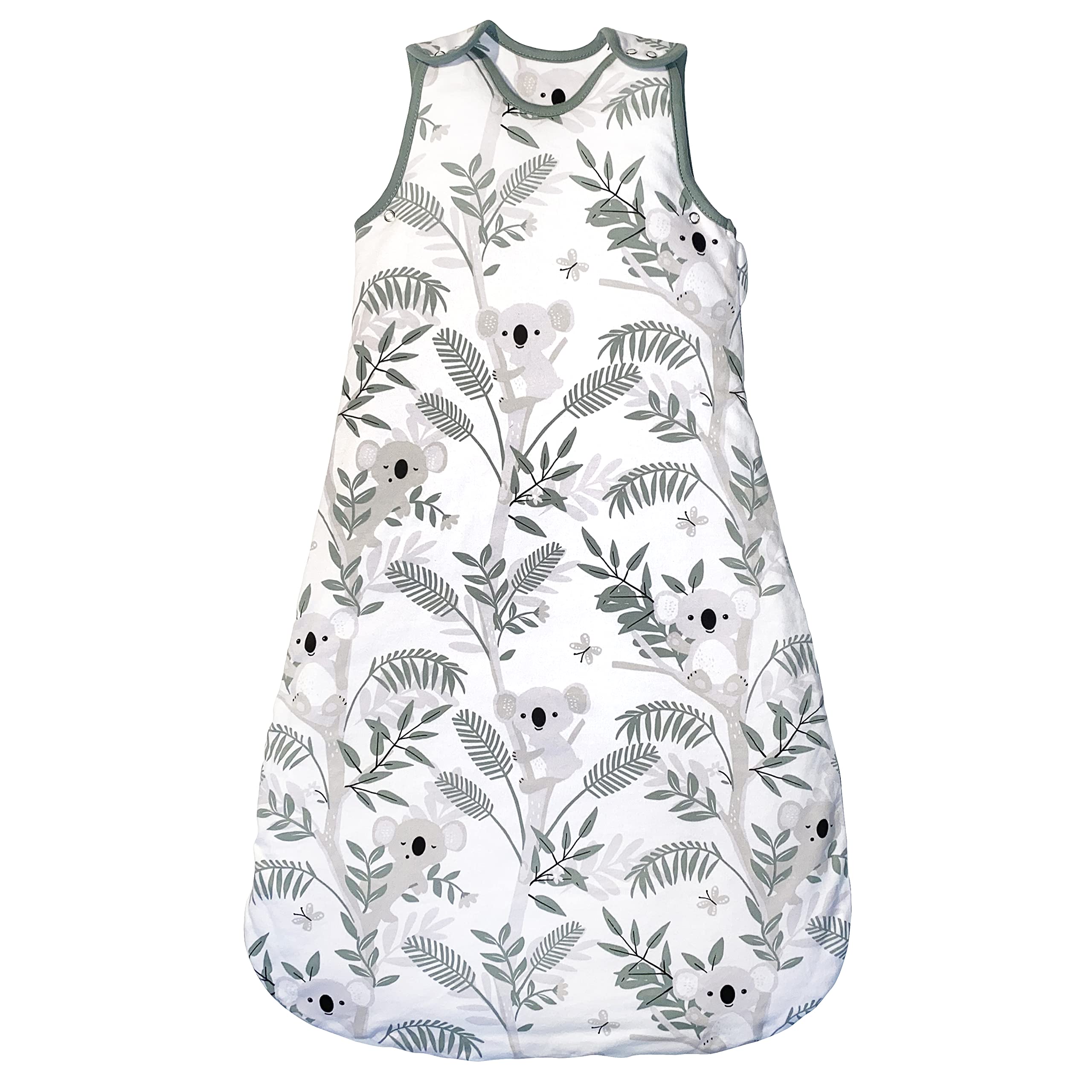 Rey & Shay Sleep Sacks - 100% Cotton Super Soft Baby Wearable Sleeping Bag, 6-18 Month, 1.5 TOG. (Green Koala)