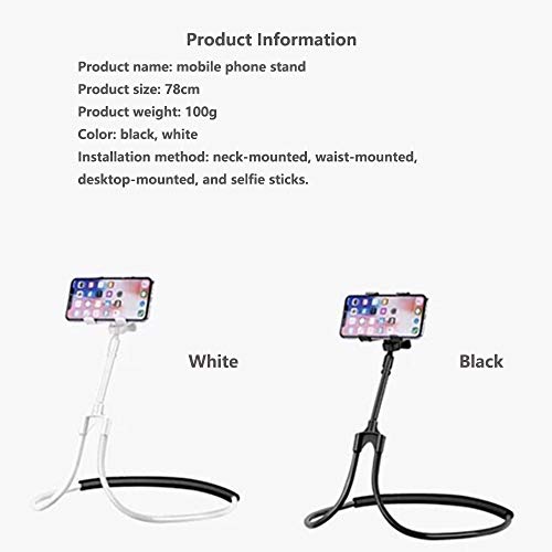 L&B Olivia B-Land Cell Phone Holder, Hanging on Neck Universal Mobile Phone Stand for Bed, gooseneck Cell Phone Holder, Compatible with iPhone 11 Pro XS Max XR X (White)
