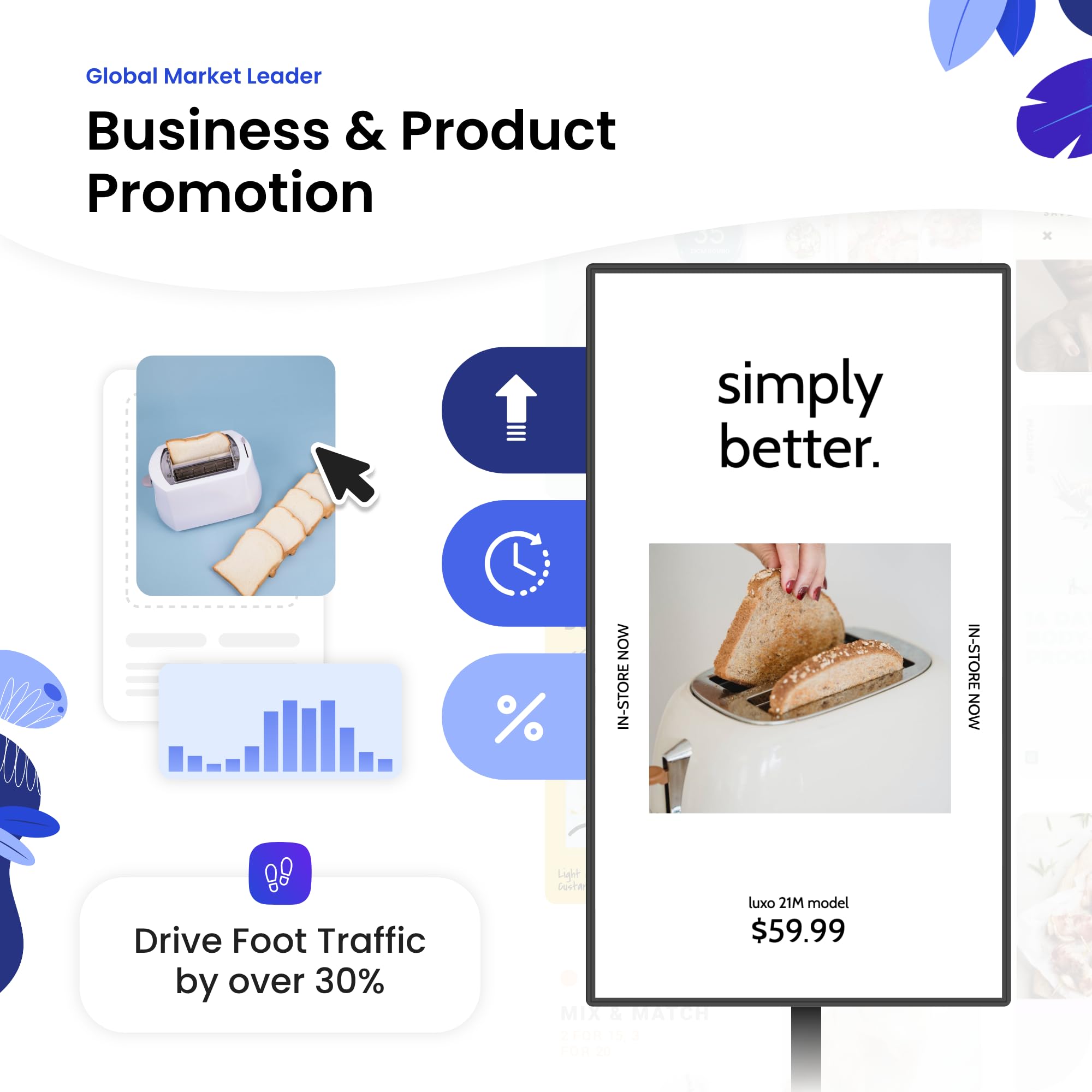 Mandoe Premium Digital Signage Displays - Digital Signage Player for Digital Menu Board, Electronic Menu Board and Digital Message Board. World-Class Templates & Easy To Use Setup