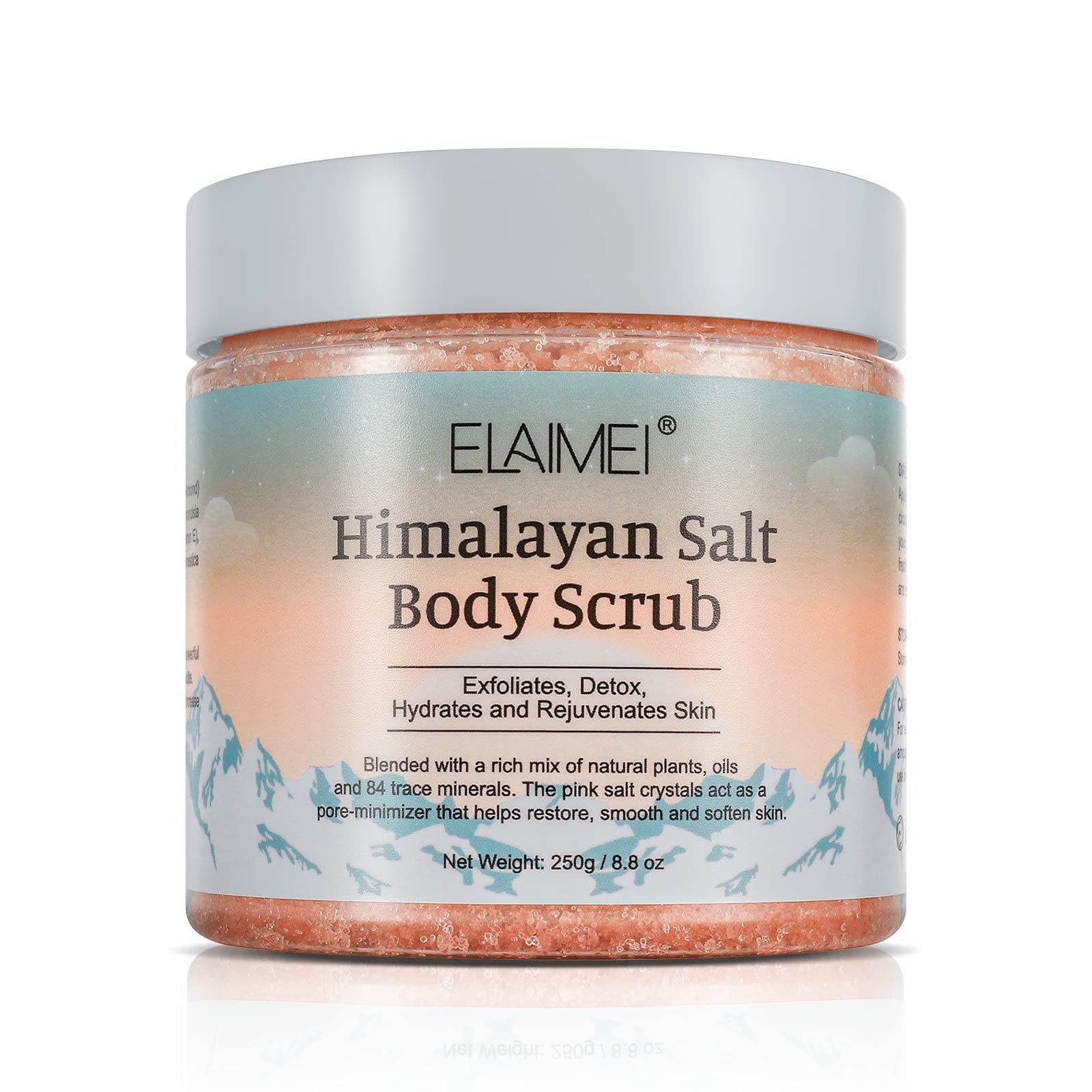 Premium Himalayan Salt Body Scrub with Lychee Oil Natural Exfoliating Salt Scrub for Acne, Cellulite, Deep Cleansing, Scars, Wrinkles, Exfoliate and Moisturize Skin