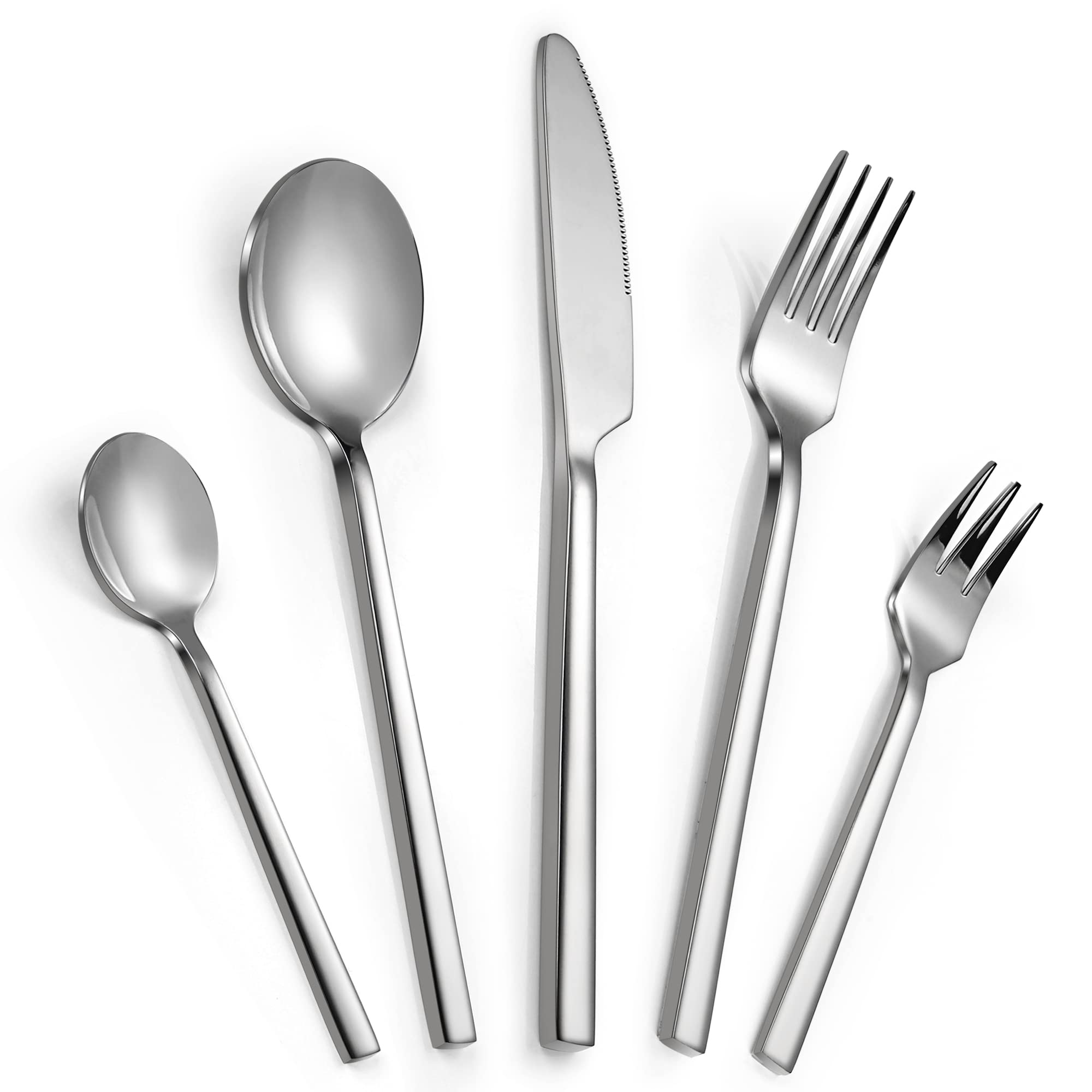 20-Piece Elegant Silverware Cutlery Set, Stainless Steel Utensils Service for 4, Mirror Polished and Dishwasher Safe