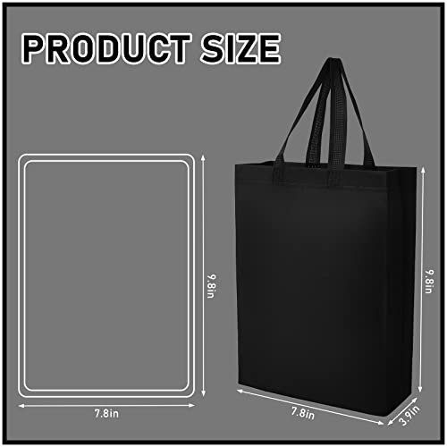 24 Pcs Reusable Totes with Handles Black Tote Bag Kitchen Grocery Bag Fabric Cloth Heavy Duty Shopping Bags (Classic Style)