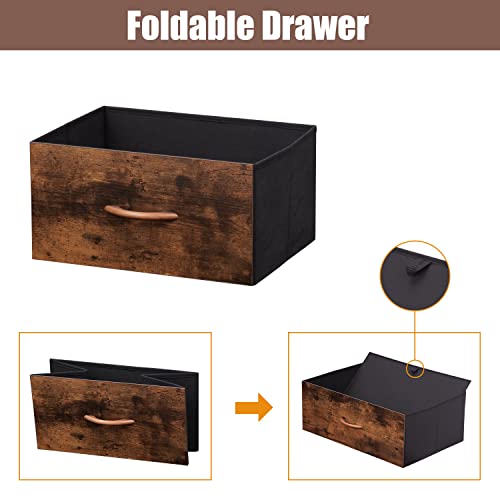 AIIT Kinlife Drawer Dresser Storage Tower, 5-Drawer Organizer Unit with MDF Board Tabletop, Organizer Tall Fabric Storage Tower for Bedroom Kitchen Living Room Study Entryway