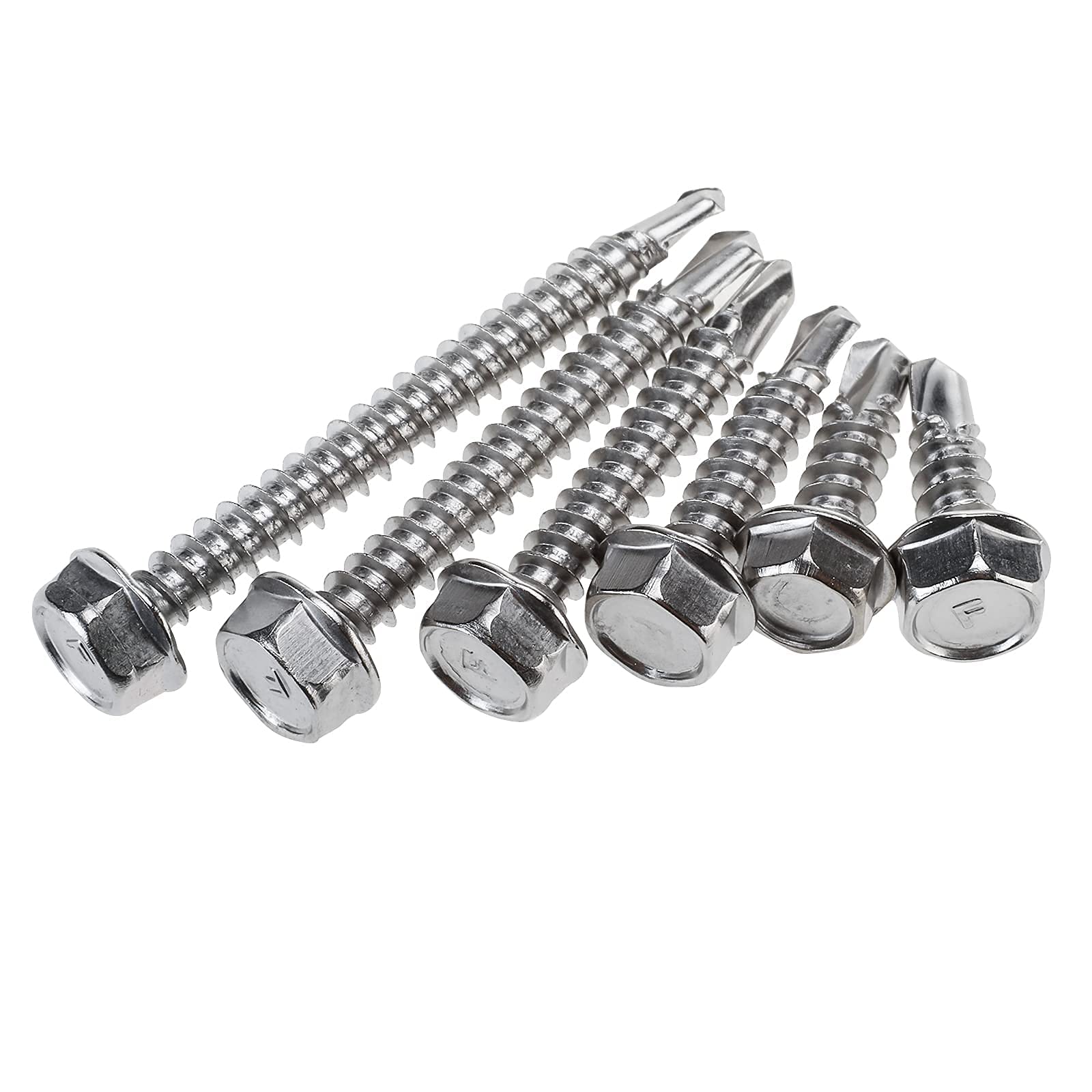 Toolly 400PCS #8 x 1/2" to 1-1/2" Self Drilling TEK Screws Assortment Kit, Hex Washer Head & Wafer Head, 410 Stainless Steel Self Tapping Sheet Metal Screws for Metal, Wood, Plastics