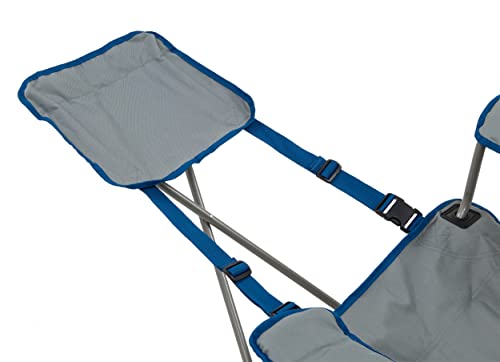 ALPS Mountaineering Escape Lounge Camping Chairs for Adults with Footrest and Adjustable Armrests, Sturdy Steel Frame, Compact Foldable Design, and Carry Bag, Gray/Blue - New