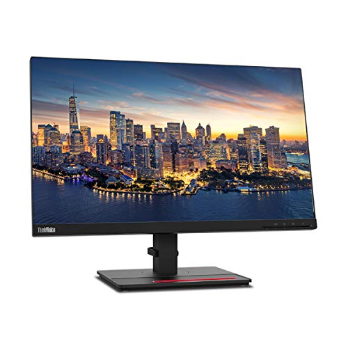 Lenovo ThinkVision T24i 23.8in 1920 x 1080 FHD IPS WLED-Backlit LCD 2-Pack Raven Black Monitor Bundle with HDMI, VGA, DisplayPort, USB Hub, Fully Adjustable Desk Mount Monitor Stand