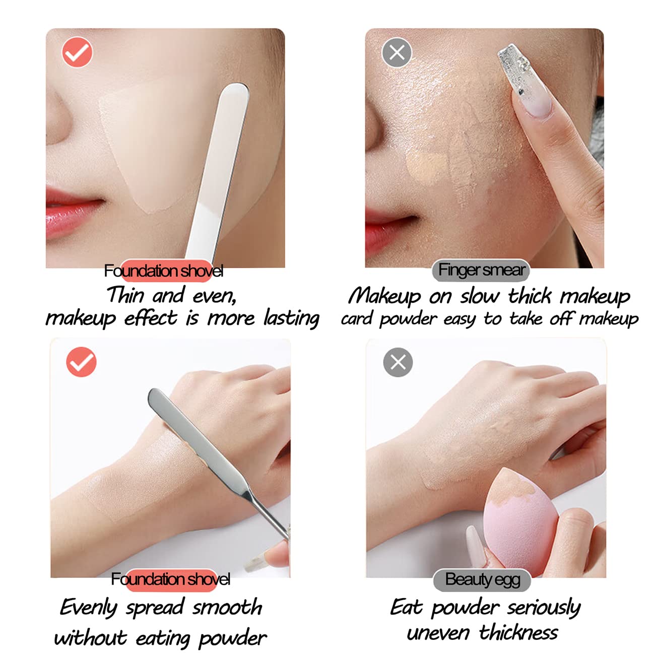 3 Pcs Foundation Spatula, Makeup Spatula Long Facial Mixing Stick, Stainless Steel Foundation Spatula, Make Up Spatula Tool for Makeup Artist Professional Facial Makeup Tools