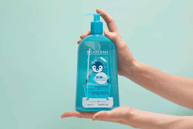 Bioderma ABCDerm Foaming Gel- for the Delicate Skin of Babies and Children, Blue, 33.8 Fl Oz