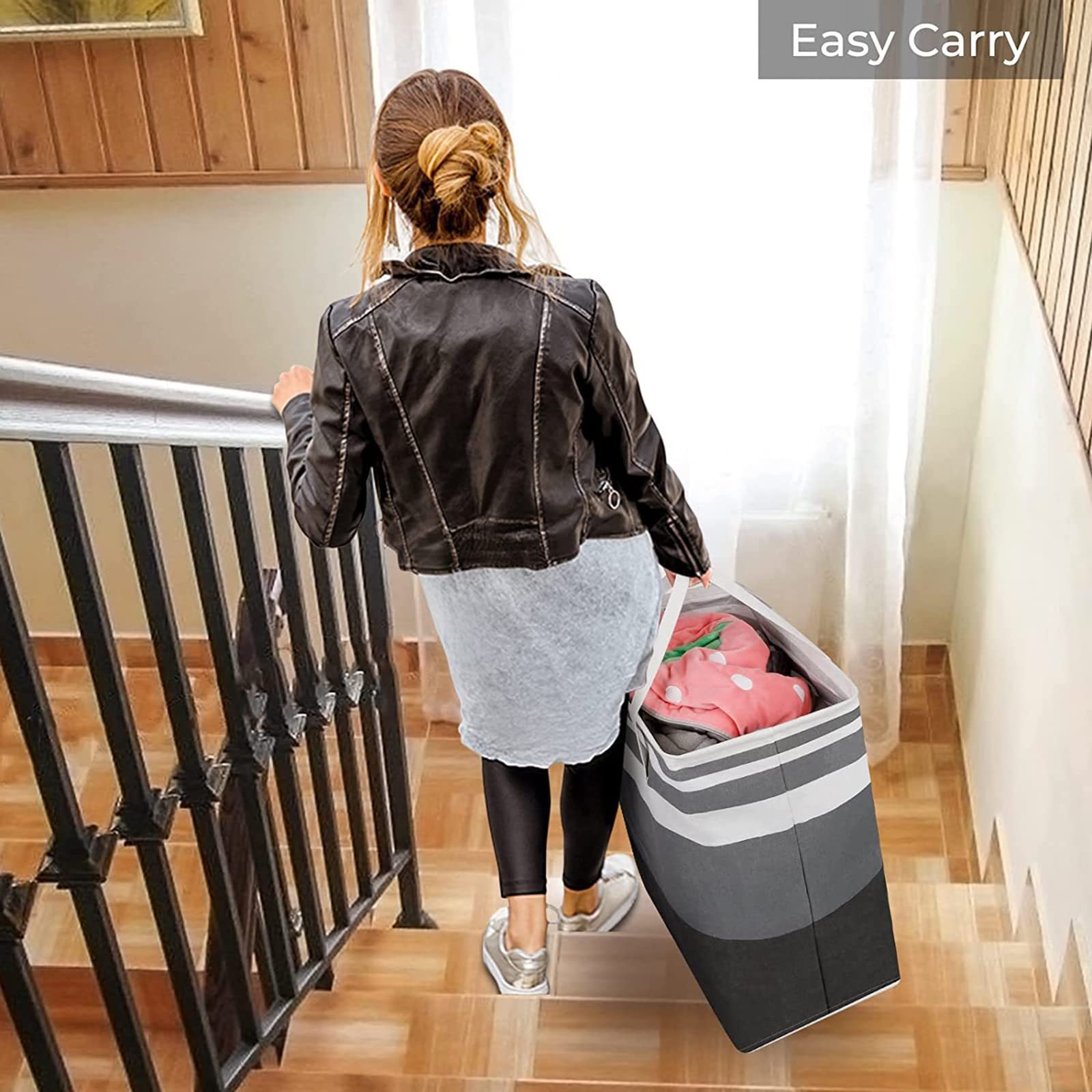 2-Pack Laundry Basket,75L Freestanding Laundry Hamper, Collapsible Tall Clothes Hamper with Extended Handles for Clothes Toys in the Dorm and Family (Multicolor)