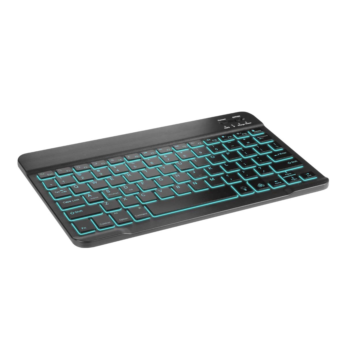 Coastacloud Ultra Slim Backlit Wireless Bluetooth Keyboard, Universal Portable 7-Colors Backlit Rechargeable Keyboard with Stand for iPhone Samsung iOS Android Windows Tablets Phones