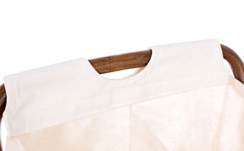 BIRDROCK HOME Single Rattan Laundry Hamper - Machine Washable Canvas Lining - Lightweight and Foldable - Removable Bag - Organizer