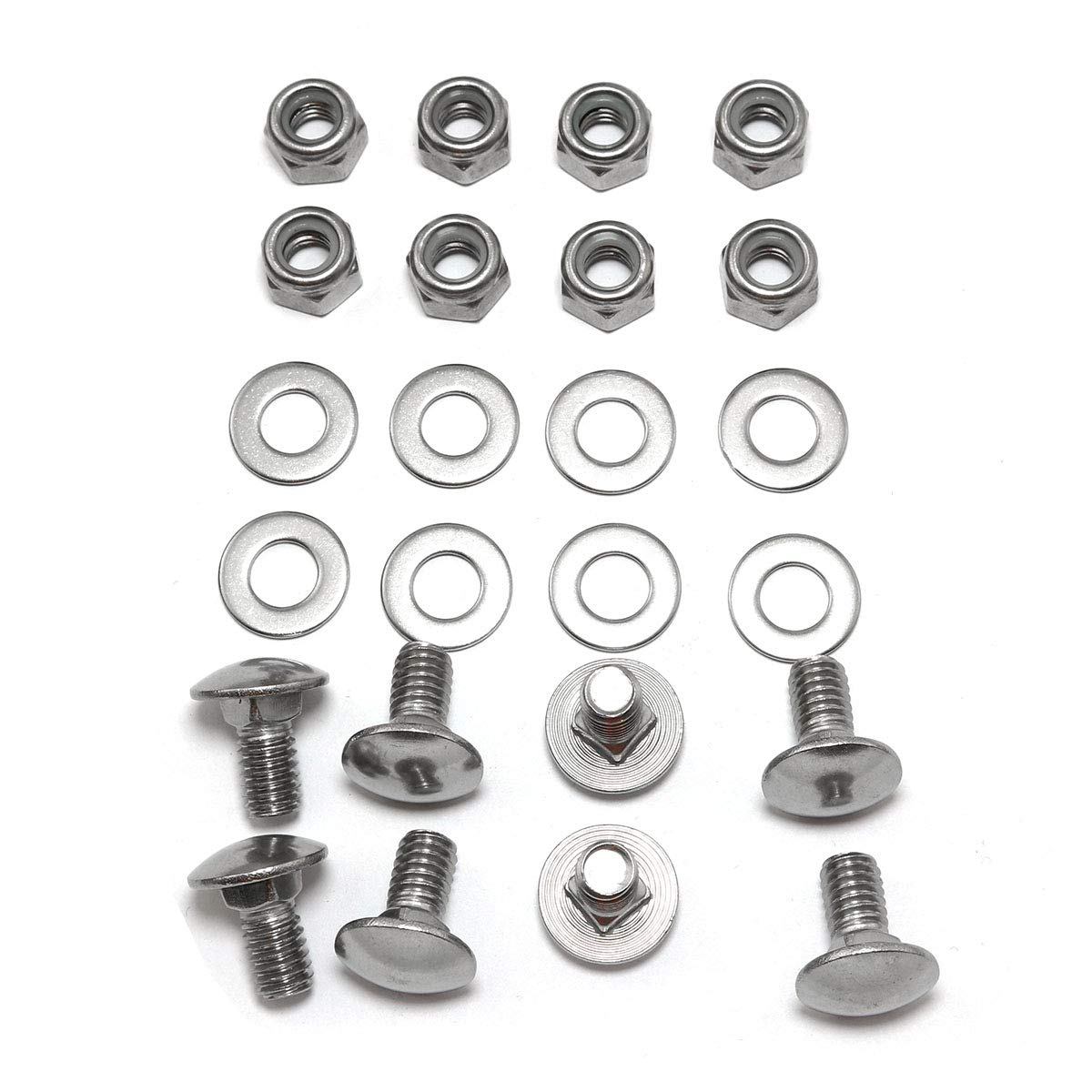 Pro Bamboo Kitchen 8 Sets Stainless Steel Carriage Bolt 5/16"-18 x 5/8 Carriage Bolts with 5/16 Nuts and Washers Self Locking Nonskid Nylon Lock Nut
