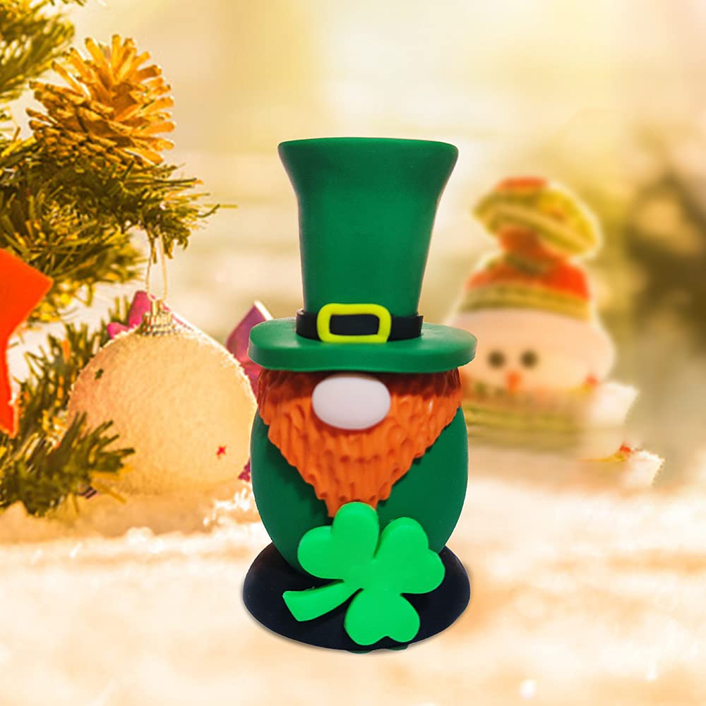 ANLEMIN Handmade Gnome, St. Patrick's Day Gnomes Decorations, Holiday Gnome Figurine Decor Table Ornament, Garden gnome Statue, Irish Gnome Gifts for Lucky Shop (A)