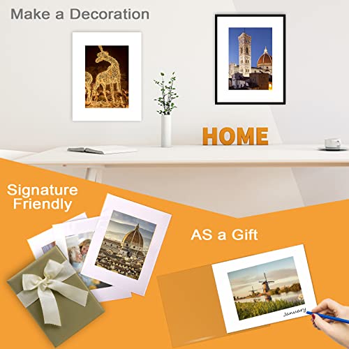 Acid Free 16 Pack 8 x 10 White Pre-Cut Picture Mat Board Show Kit for 5 x 7 Photos,Artworks,Prints,Includes 16Pcs Core Bevel Cut Matts & 16 Pcs Backing Board &16Pcs Clear Bags