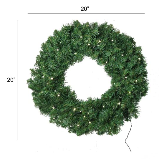 20" Deluxe Evergreen Pine Holiday Wreath - Indoor Outdoor Christmas Decor