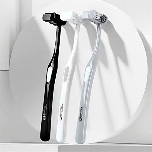 SDFSDFSF Six Face Toothbrush for Tooth Protection, Powerful Cleaning, Removing Tooth Stains, Smoke Stains, Tooth Stones, Three Face Adult Manual Soft Hair (White)