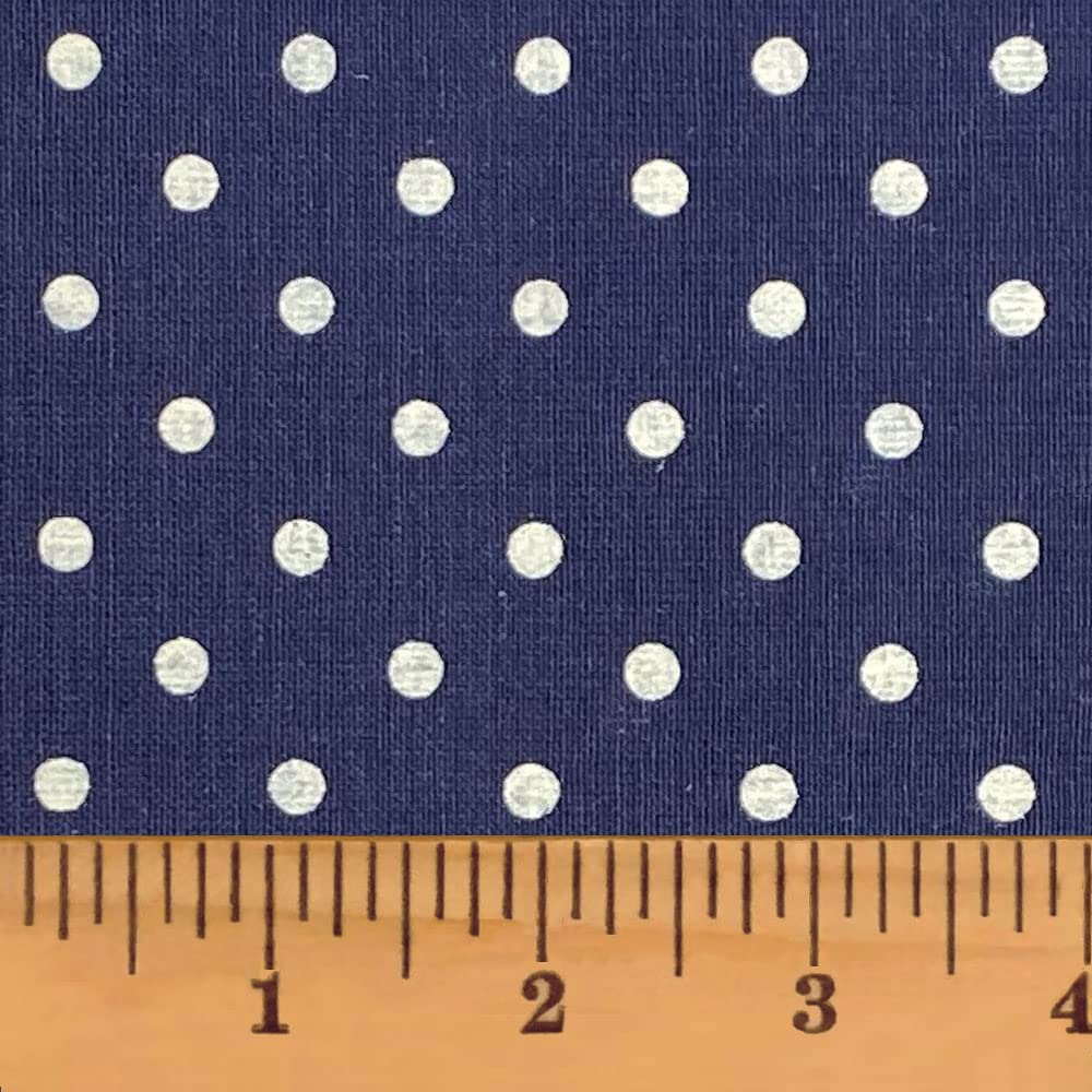 Americana Navy Blue Polka Dot Homespun Cotton Fabric by JCS - Sold by The Yard