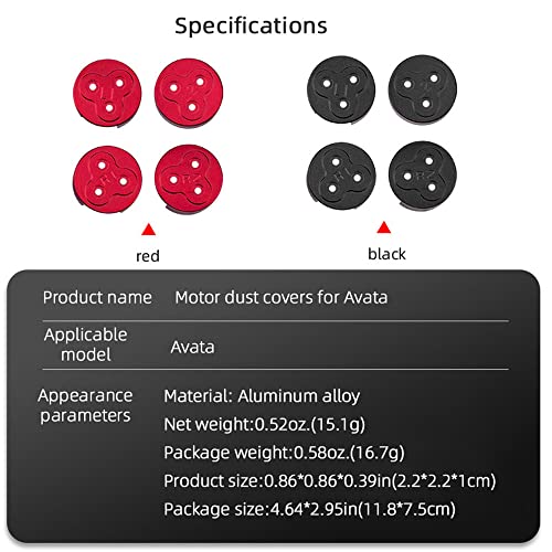 Aluminum Alloy Motor Cover for DJI Avata Drone Engine Protector Cap Dustproof Moisture-Proof Protective Cap RC Quadcopters Drones Accessories EWB 9637 (Black)