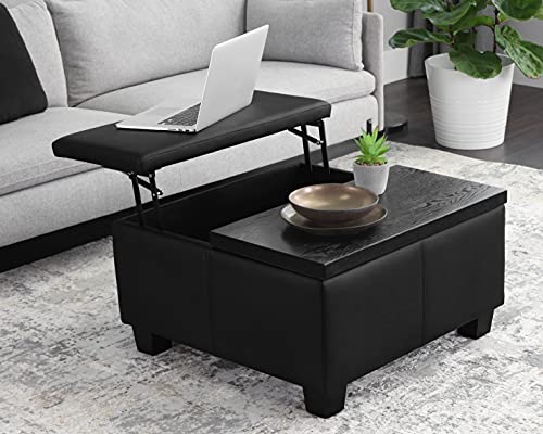 Aldo Lift Top Storage Ottoman Black - Black Wood