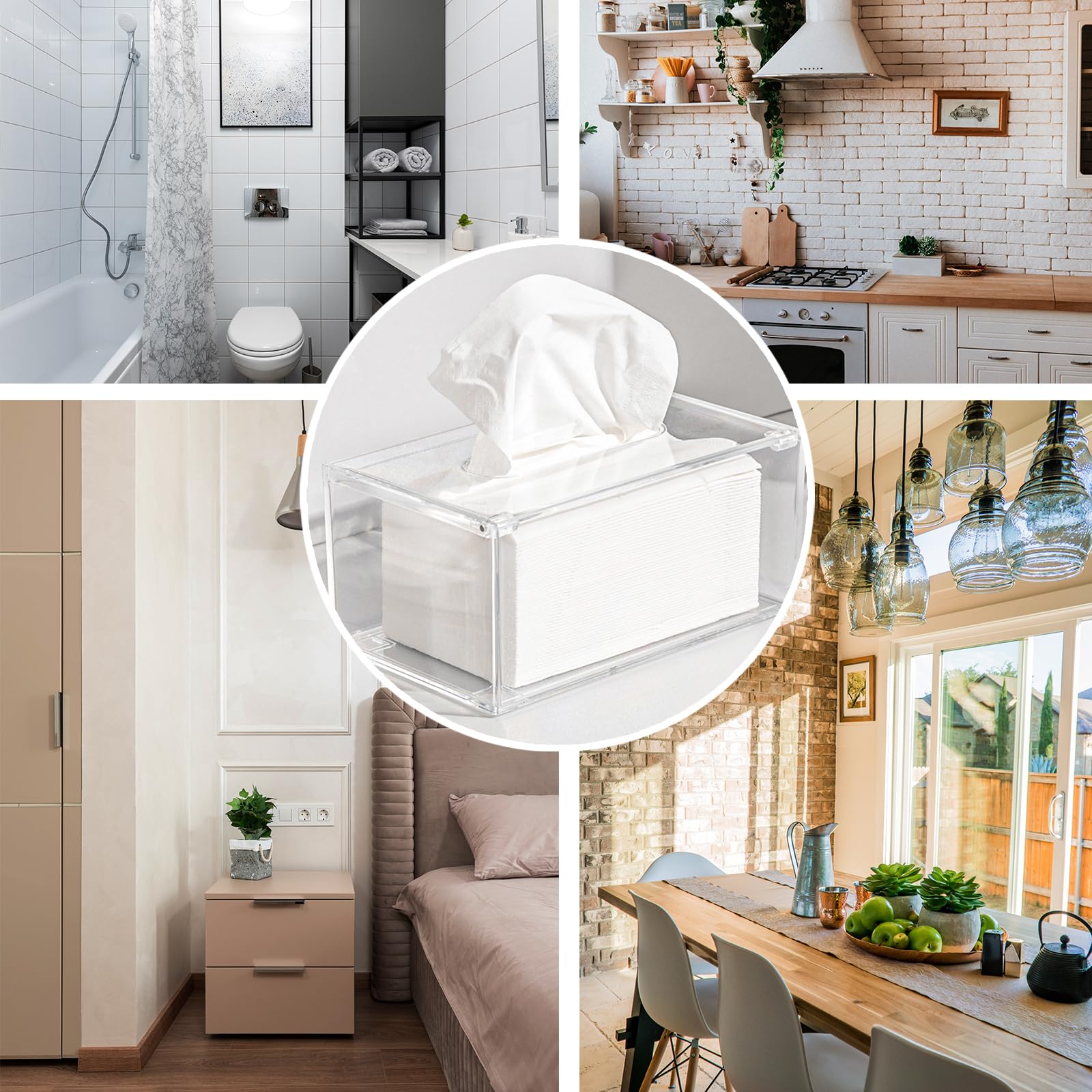 Acrylic Dryer Sheet Holder with Lid Minimalist Clear Dryer Sheets Dispenser Rectangular Tissue Box Cover for Laundry Room Bathroom Organization Storage Container