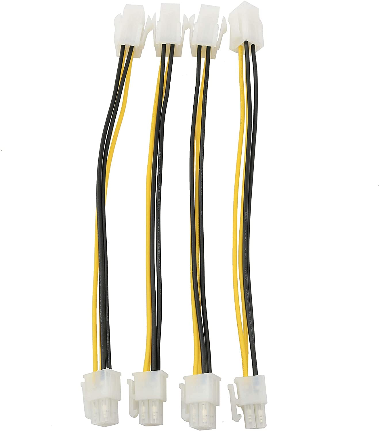 Longdex ATX Plug CPU Power Adapter Cable 4PCS 8Inch 4-Pin ATX Male to 4-Pin ATX Female 12V Motherboard Power Extension Cable