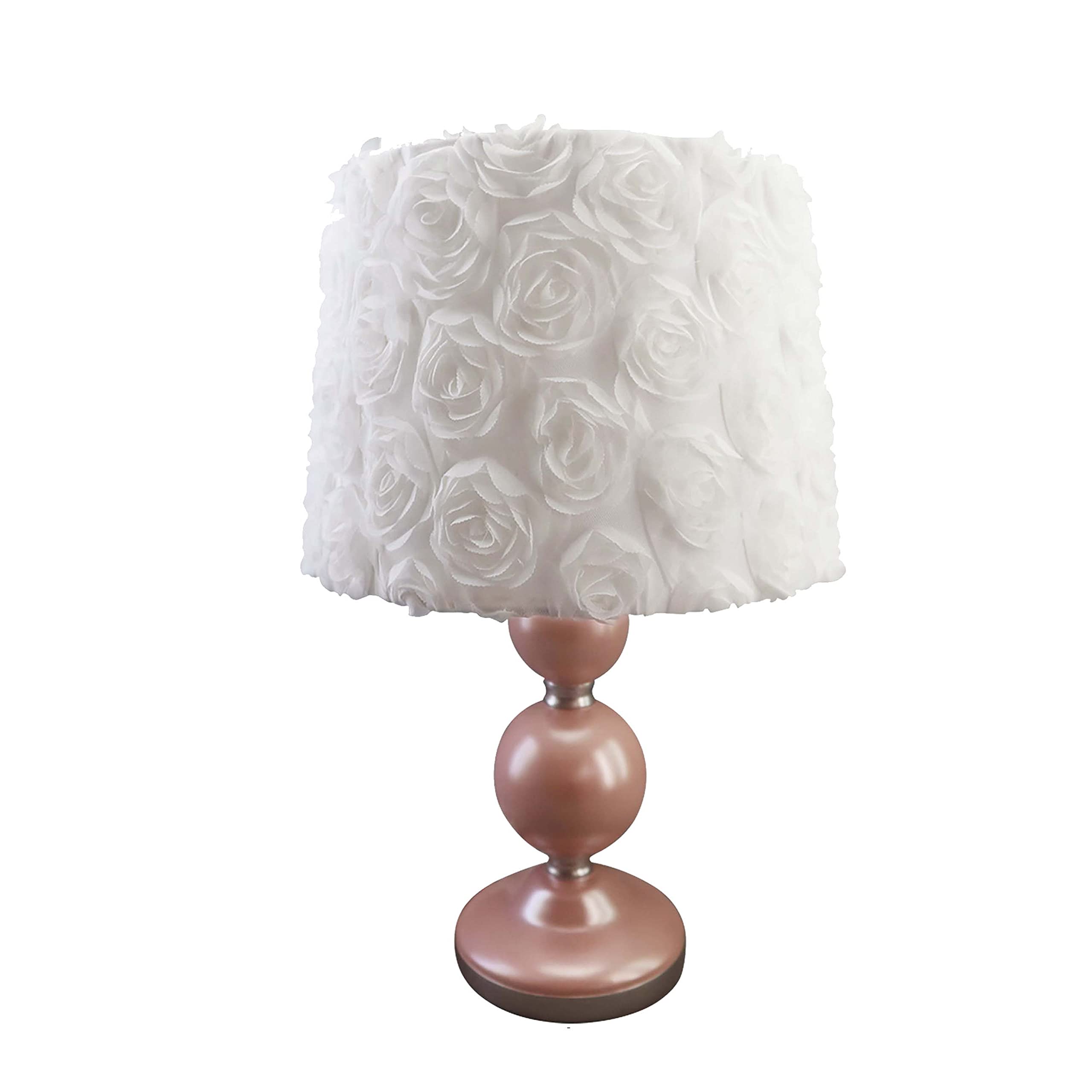 Levtex Baby - Colette Table Lamp and Shade - Pink Bubble - White Floral Rosette Shade Lamp - Nursery Accessories - Measurements: 16 in. high and 5 in. Diameter