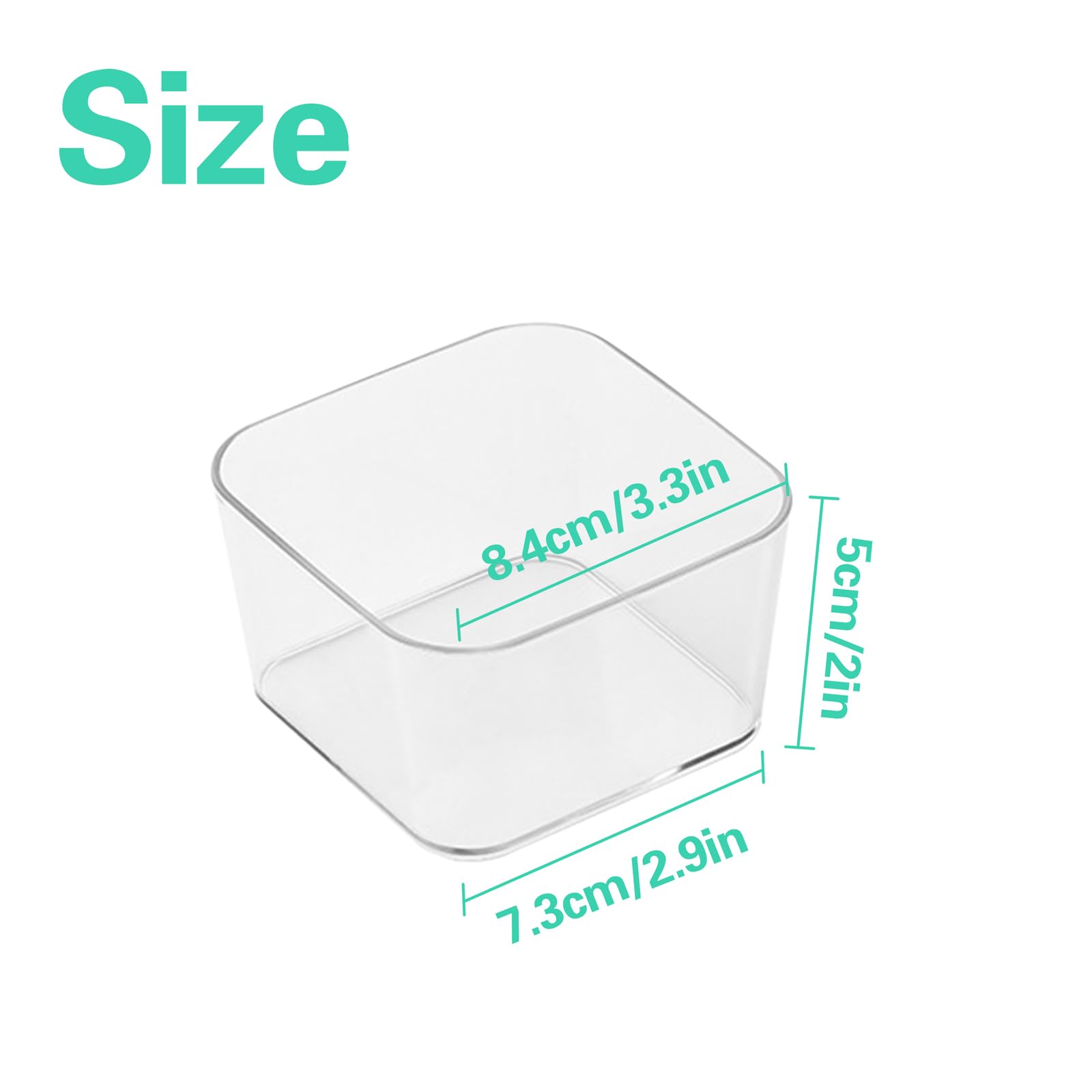 6pcs Clear Acrylic Storage Container, Desk Organizer Drawer Square Tray, Small Makeup Vanity Storage Bins Widely for Kitchen Cabinet, Tool, Office Desk, Gadgets, Pens, Paper Clips, No Lid