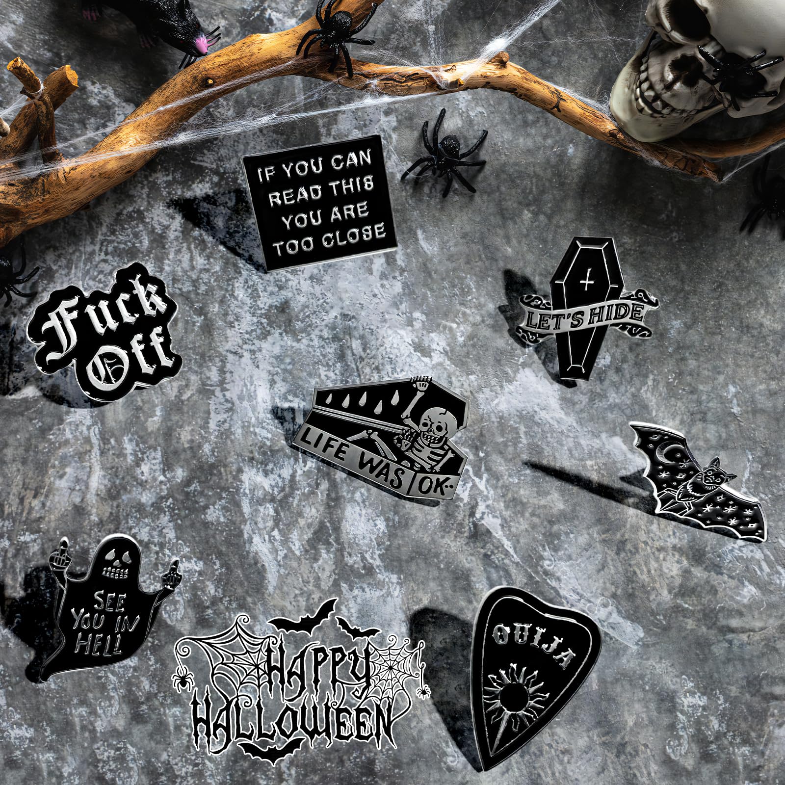 7 Packs Cute Enamel Pins Brooch for Collor Handbag Cap Knapsack Jeans Accessories Collection (Let's Hide)