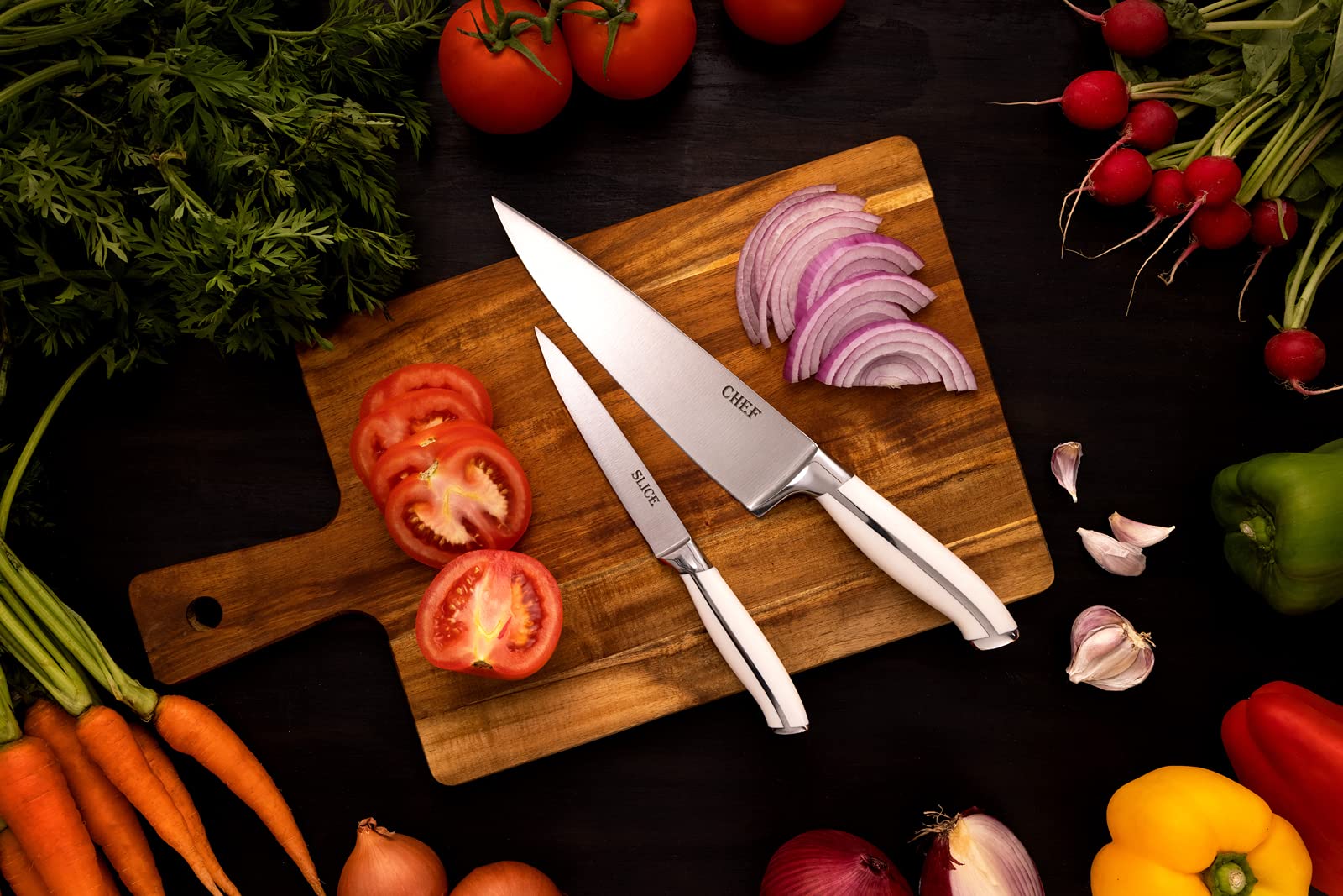 Blue Moon Stainless Steel 5-Piece Knife Set & Block