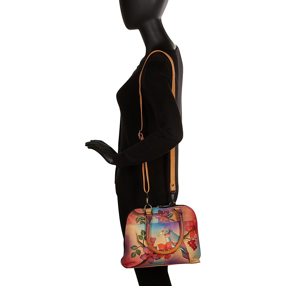 Anna by Anuschka, Handpainted Leather Medium Zip-around Satchel,bird On Branch