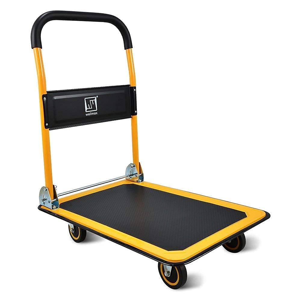 Wellmax 330lb Platform Cart Yellow and Blue