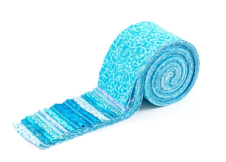 18 Pieces Fabric Cute, Beautiful It's All Turquoise Jelly Roll 2.5 inch pre-Cut, Cute 100% Cotton Fabric Quilting Strips