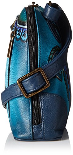 Anna by Anuschka Women's Hand Painted Leather Small Multi Compartment Zip-Around Organizer, Denim Paisley Floral