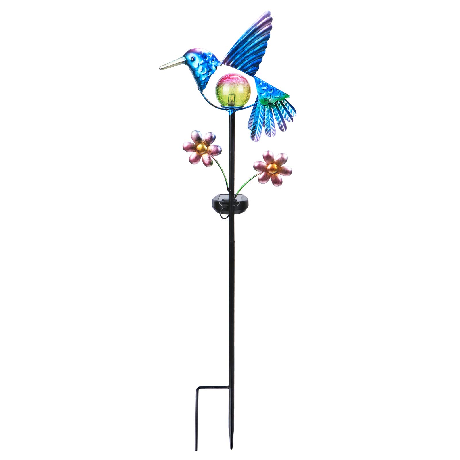 Afirst Solar Garden Stake Lights - Outdoor Waterproof Decorative Solar Lights, Hummingbird LED Warm Crackled Glass Globe Lights for Walkway, Pathway, Yard, Lawn