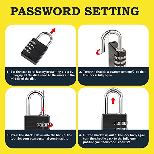4 Pack Small Combination Lock,3 Digit Locker Lock with 9/16 in. Width Shackle,Small Combination Padlock for Luggage,Suitcase, Backpack