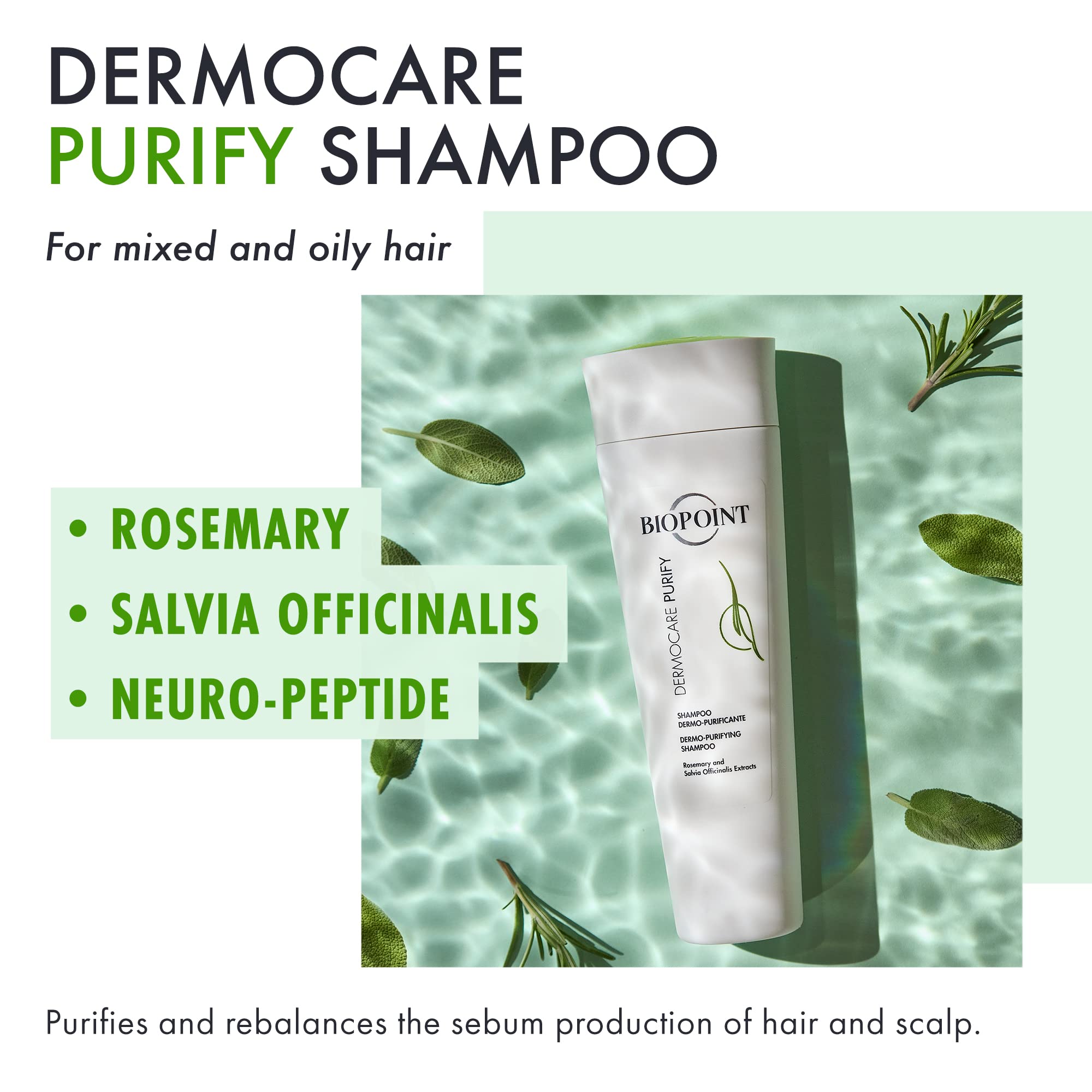 BIOPOINT Clarifying Shampoo for Greasy Scalp - Oily Hair Purifier and Build-up Remover, Sebum Normalizing and Delicate Cleansing