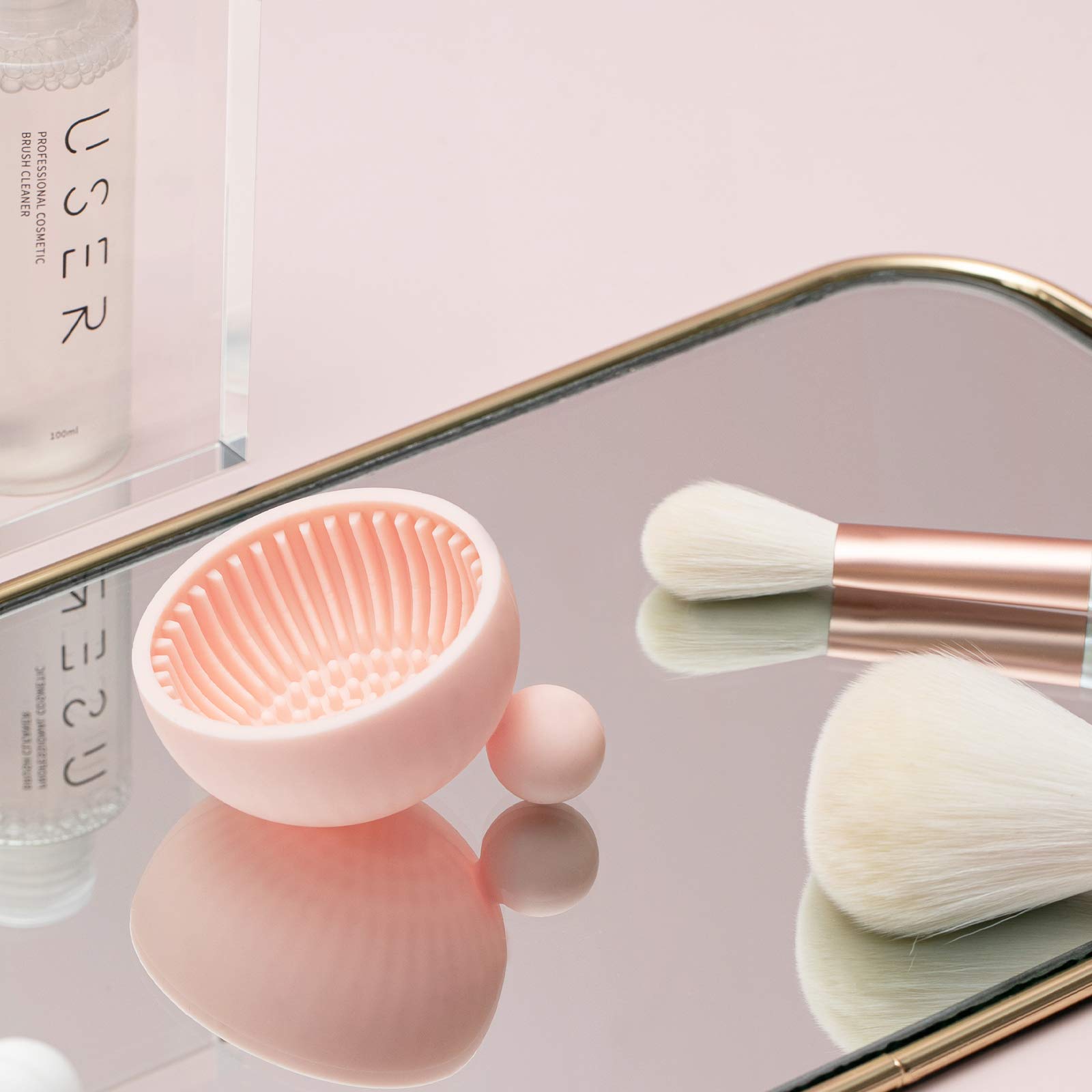 Pubcontti Asion Brush Cleaning Pad,Silicone Makeup Cleaning Brush Scrubber Bowl Portable Washing Tool Cosmetic Brush Cleaner for Girl-Easy Clean