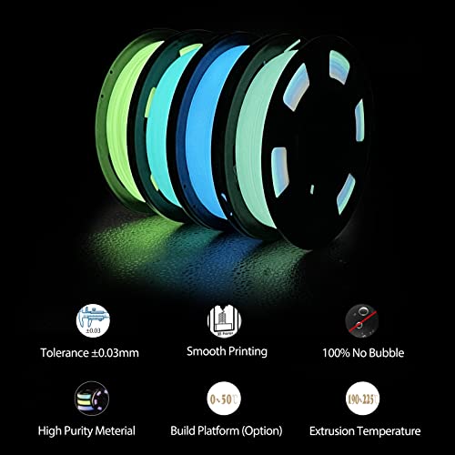 3D Printer Filament, Glow in The Dark Filament,Tri-Color Filament Bundle, pla Filament 1.75mm