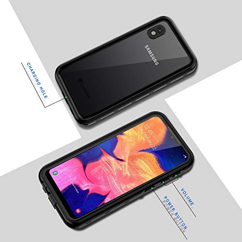 Lanhiem Samsung Galaxy A10E Case, IP68 Waterproof Dustproof Shockproof Case with Built-in Screen Protector, Full Body Sealed Underwater Protective Cover for Galaxy A10e (Black/Clear)