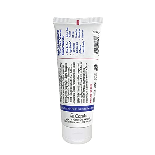 Coral Nano Silver Bubble Berry Fluoride Free Toothpaste, Natural Fluoride Free Teeth Whitening Toothpaste, Coral Calcium Nano Silver Infused SLS Glycerin Free 4 Ounce