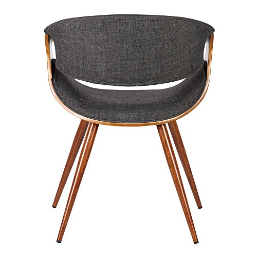 Armen Living Butterfly Dining Chair in Charcoal Fabric and Walnut Wood Finish 22D x 21W x 29H in