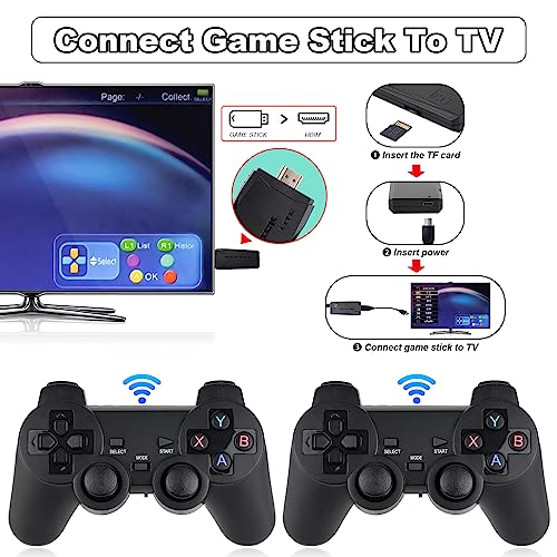 4K Wireless Retro Game Console - Plug and Play Video Game Stick Built-in 13000 Games Nostalgia Stick Games, 9 Emulators, Dual 2.4G Wireless Controllers(64G)……