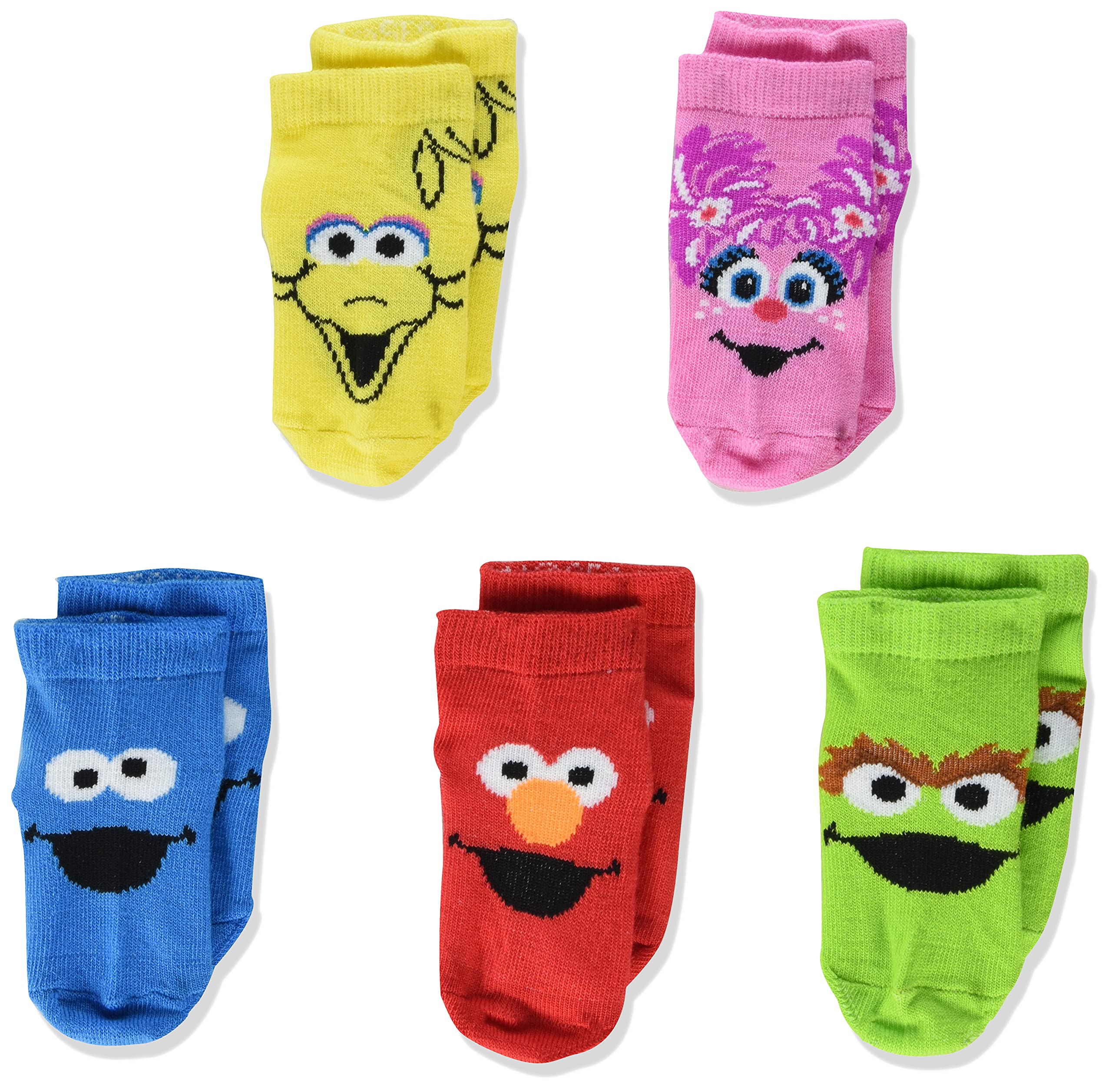 Sesame Street Baby 5 Pack Shorty Socks, Assorted Bright, 12-24 Months
